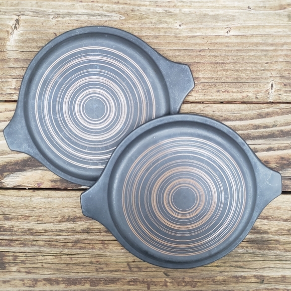 Pyrex | Kitchen | 2 Vintage Pyrex Terra Matte Black Brown Scrolled ...